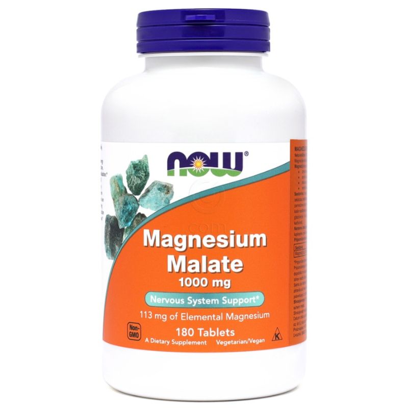 NOW, Magnezijev malat 1000 mg, 180 tablet - MEDILEK BMC